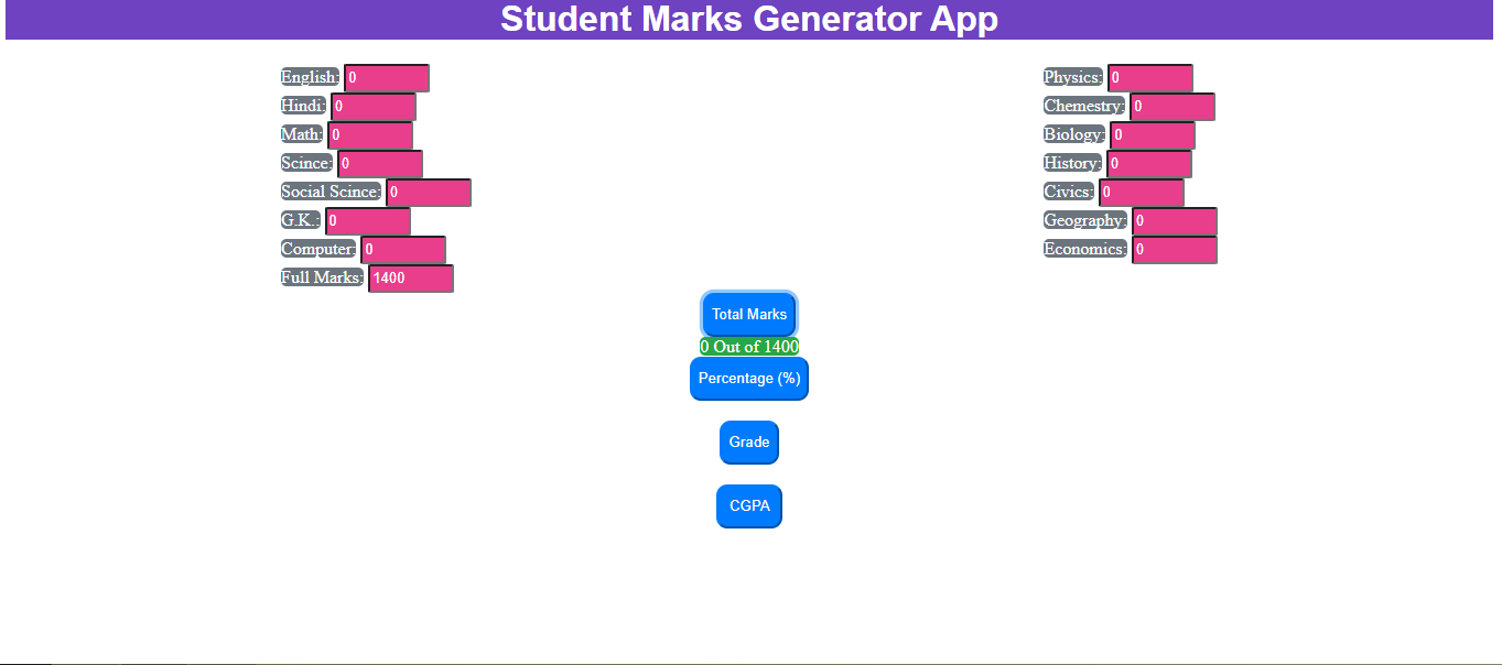 Student Marks Generator App in JavaScript Free Source Code | SourceCodester